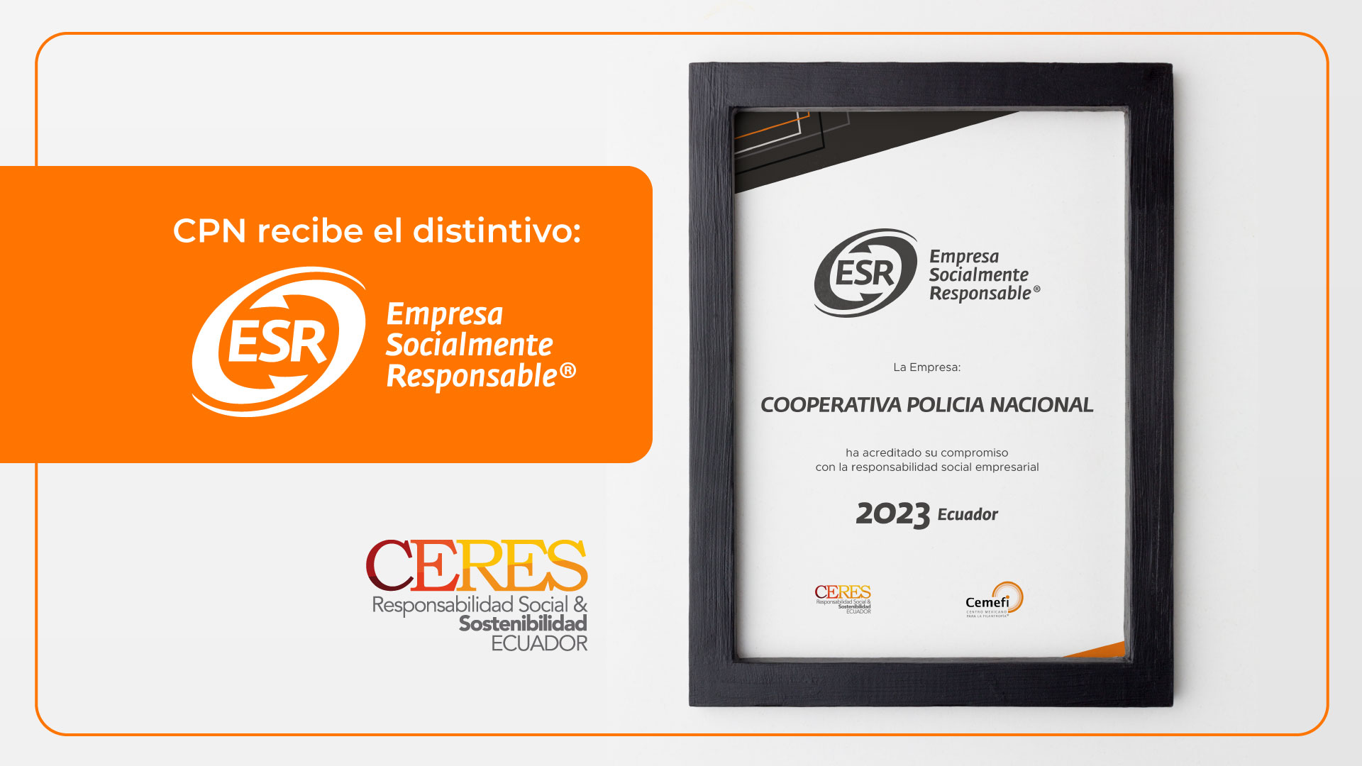 CPN recibe el distintivo ESR: Empresa Socialmente Responsable - Somos más que Finanzas